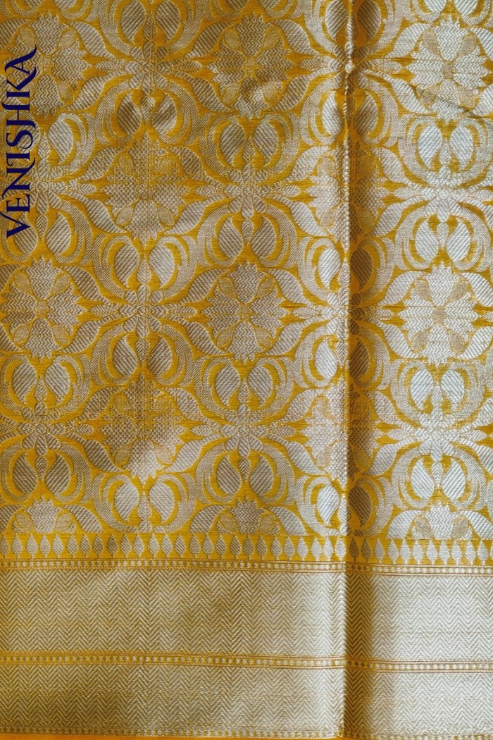 Yellow Handloom Semi Georgette Fancy Saree at Venishka.com