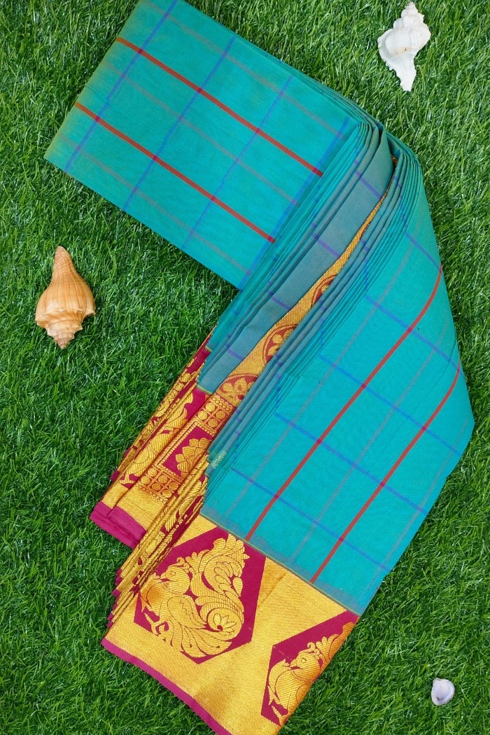 Experience the luxury of silk cotton self-line checked fabrics