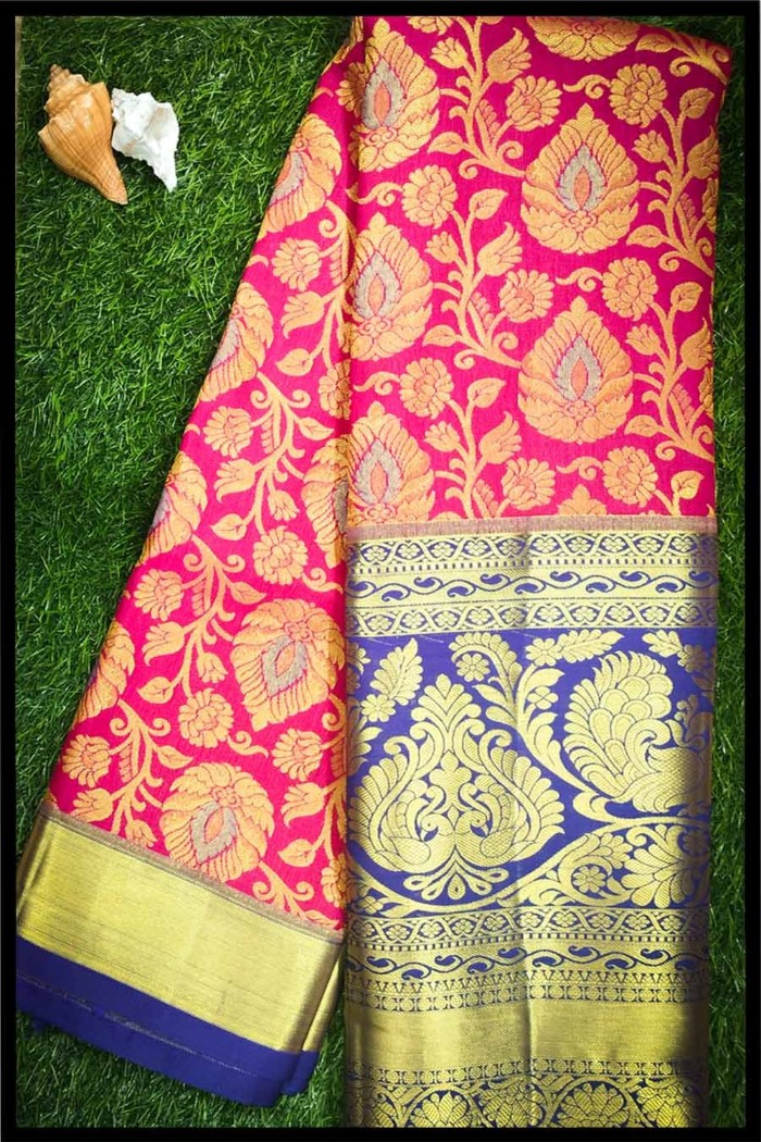 Discover the Exquisite Kanjivaram Bridal Semi Silk Saree at venishka.com