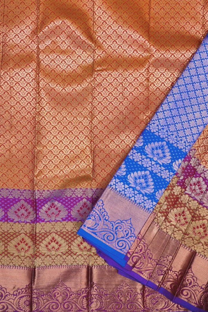 Elegant Silk Red with Blue Shade - venishka.com