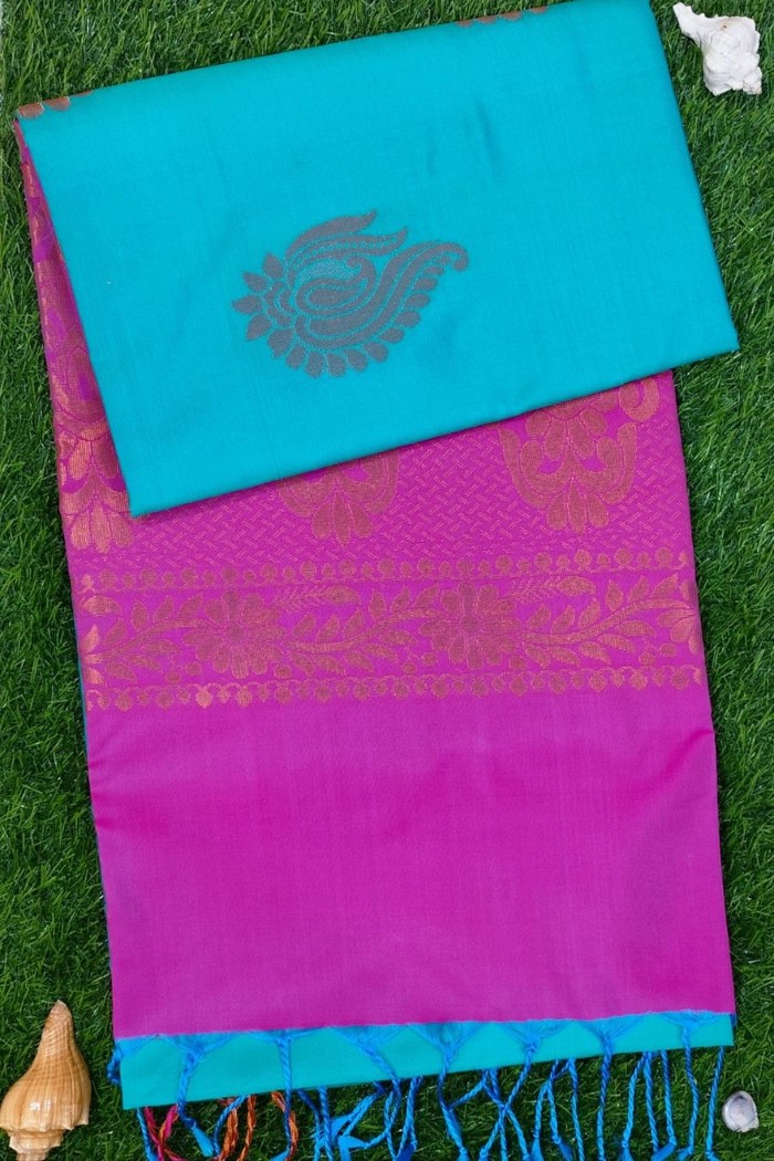 Discover the elegance of fancy soft silk light blue with pink at ...