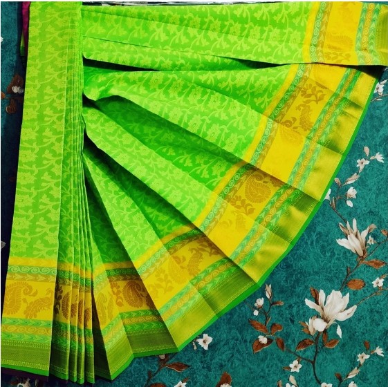 Luxurious Silk Cotton Self-Embossed Fabric with 1000 Stones in Light ...