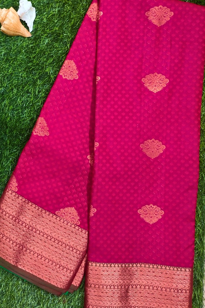 Red Kanjivaram Blended Silk Saree at Venishka.com
