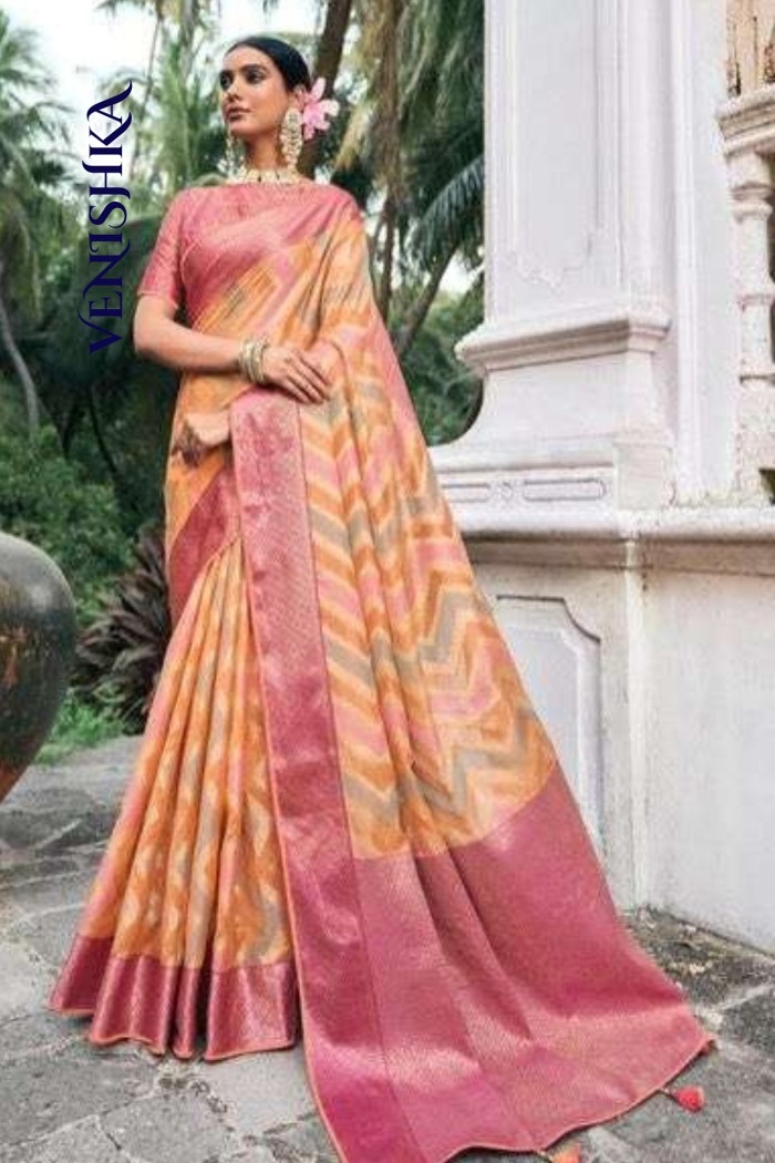 Multi-Color Party Wear Weaving Silk Saree at Venishka.com