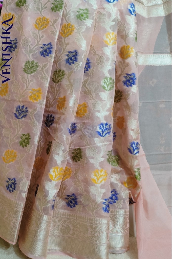 Get ready to turn heads with the Handloom Semi Georgette Fancy Saree ...