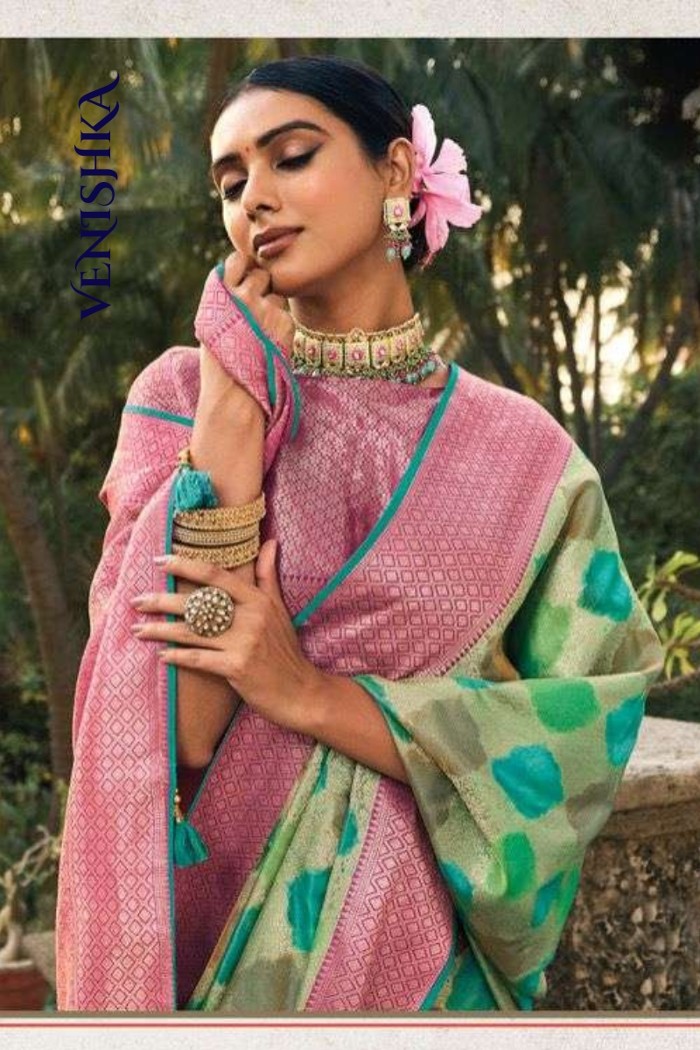 Multi-Color Party Wear Weaving Silk Saree at Venishka.com