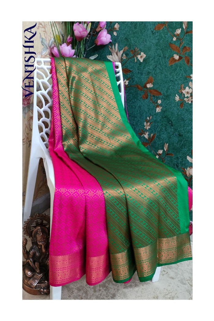 Kanjivaram Soft Silk Saree - Elegant Pink at venishka.com