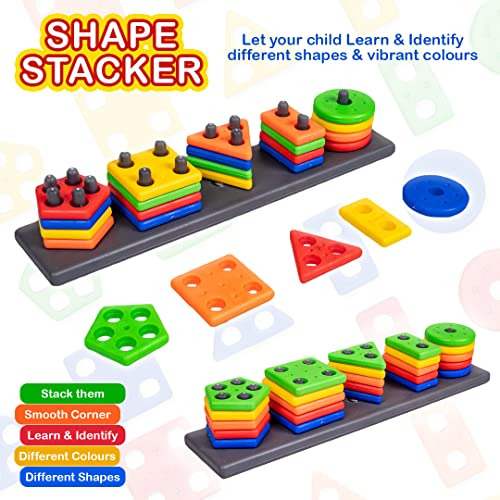 Shape Stacker Geometric Blocks Stacker Shape Sorter Column Puzzle ...